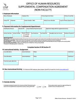 Fillable Online unf Supplemental Compensation Agreement - University of ...