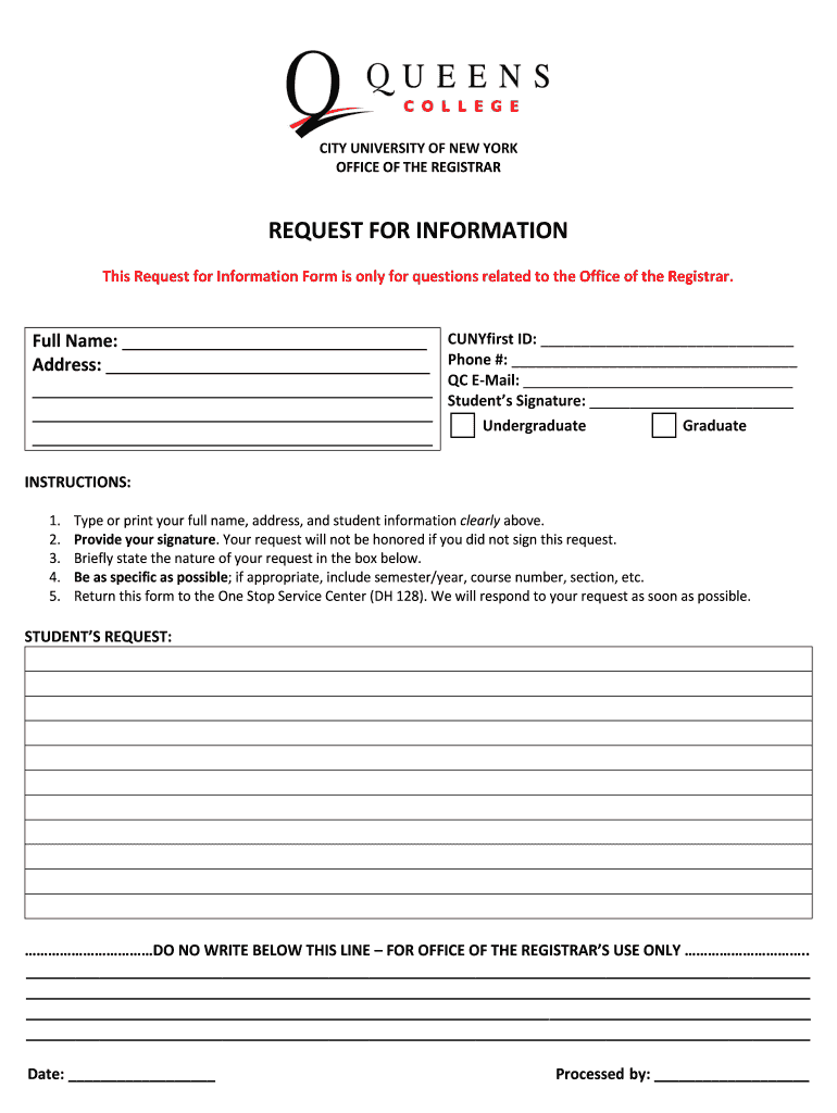 Fillable Online CUNY Request for Information Fax Email Print - pdfFiller
