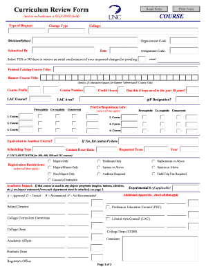 Fillable Online unco COURSE Curriculum Review Form - unco Fax Email ...