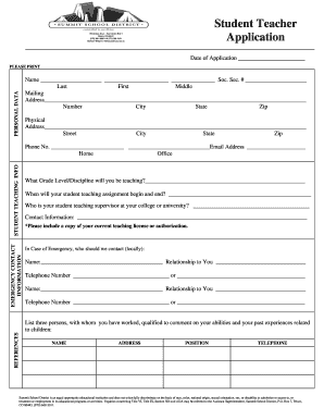 Fillable Online unco Student Teacher Application - University of Northern Colorado - unco Fax ...