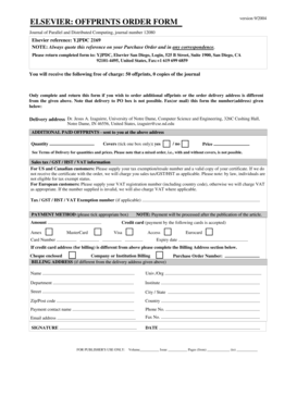 Fillable Online nd ELSEVIER: OFFPRINTS ORDER FORM - University of Notre ...