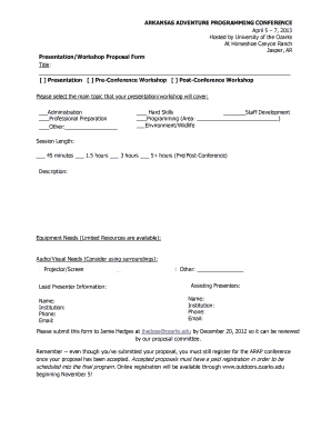 Fillable Online Printable Proposal Form - University of the Ozarks Fax ...