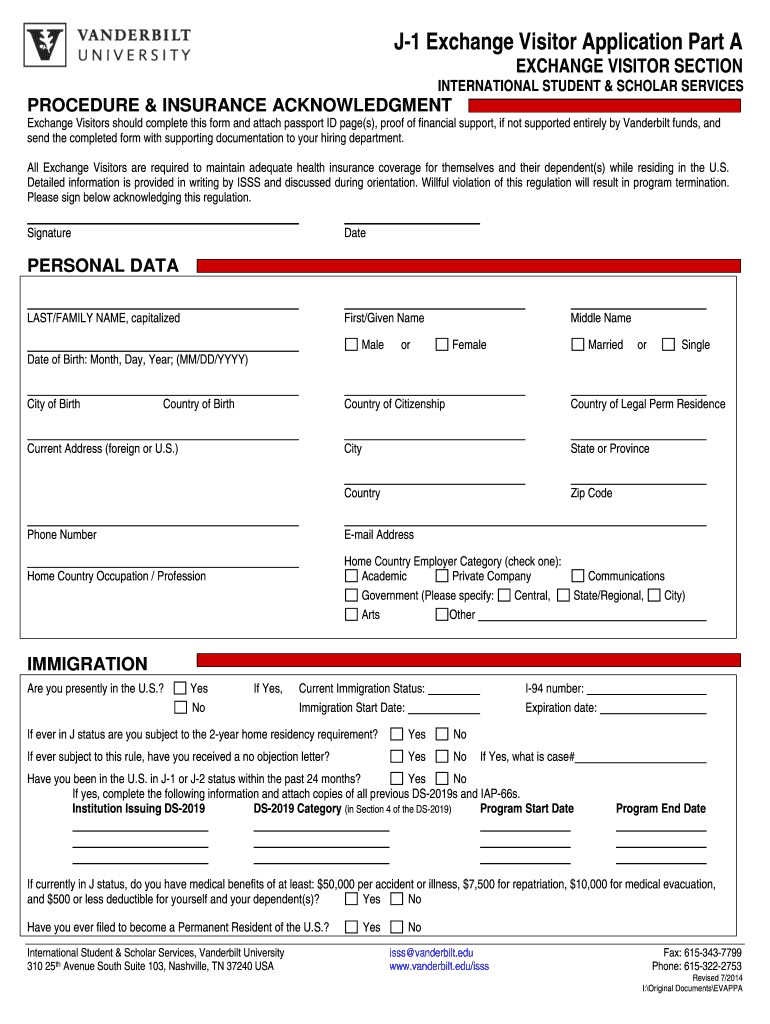 Fillable Online J-1 Exchange Visitor Application Fax Email Print - pdfFiller