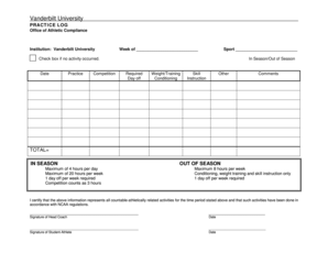 Fillable Online vanderbilt Practice Log Form - Vanderbilt University ...
