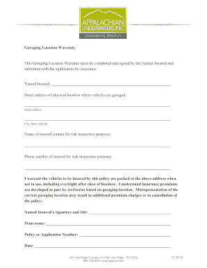 Fillable Online Garaging Warranty Fax Email Print - pdfFiller