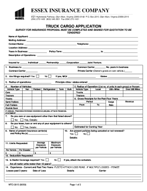 Truck Cargo Application - Fill and Sign Printable Template Online