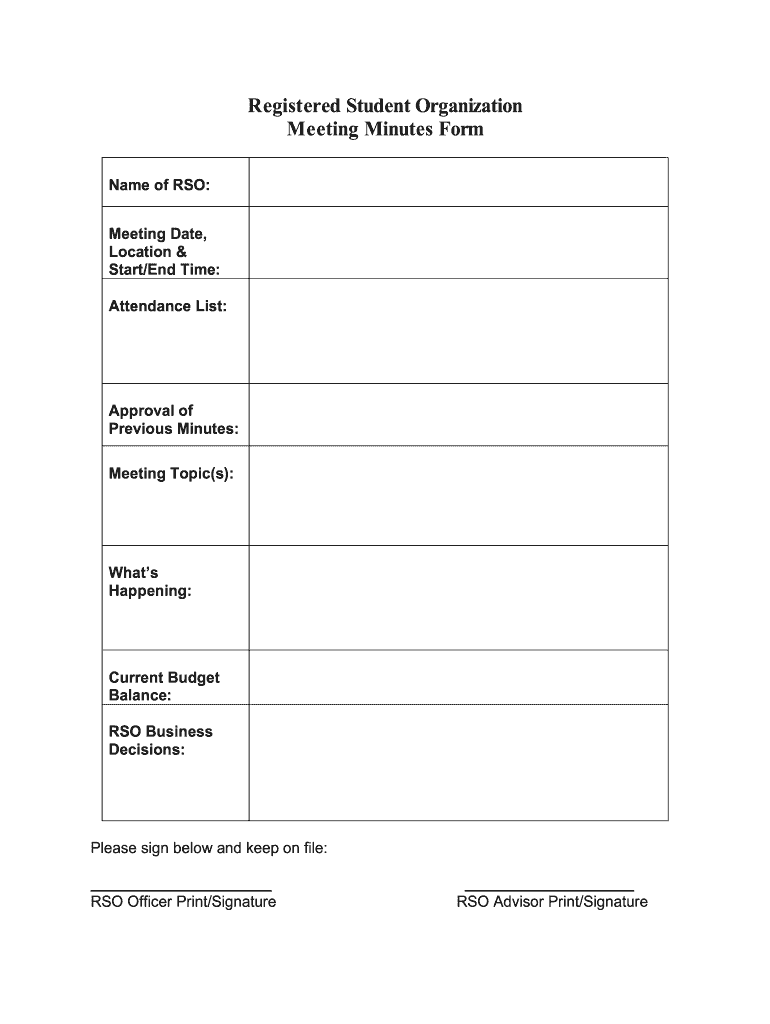 Meeting Minutes Template Fill Online Printable Fillable Blank 