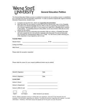 Fillable Online undergrad wayne General Education Petition Form - undergrad wayne Fax Email ...