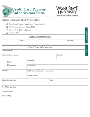 Credit Card Payment Authorization Form - Study Abroad & Global ...