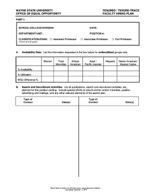 Fillable Online oeo wayne Tenured/Tenure Track Faculty - Office of ...