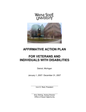 Fillable Online deo wayne Affirmative action plan - Office of Equal Opportunity - Wayne State ...