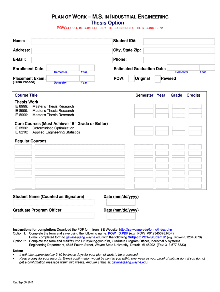 Fillable Online Thesis Option Fax Email Print - pdfFiller