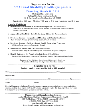 Fillable Online Disabilities Registration Form - Developmental ...
