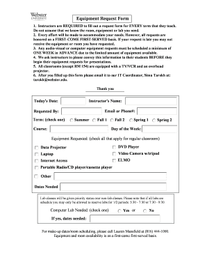 Fillable Online webster Instructors are REQUIRED to fill out a request ...