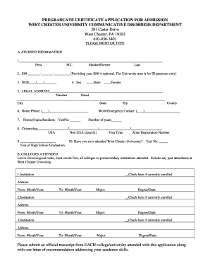 Fillable Online wcupa Pre-graduate Certification Application Form ...