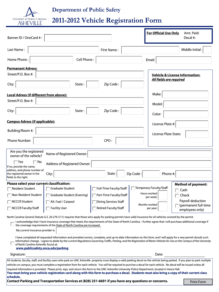 Fillable Online Department of Public Safety Vehicle Registration Fax ...