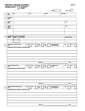 Fillable Online wcu WESTERN CAROLINA UNIYERSITY - Western Carolina University Fax Email Print ...