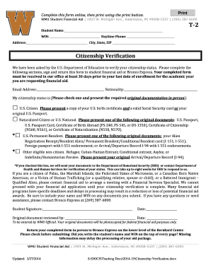 Fillable Online wmich Citizenship Verification Fax Email Print - pdfFiller