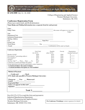 Fillable Online wmich Conference Registration Form Total $ - wmich Fax Email Print - pdfFiller