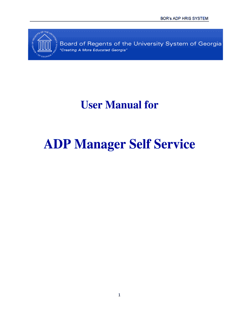 Fillable Online User Manual for ADP Manager Self Service Fax Email ...