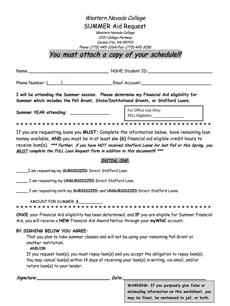 Fillable Online wnc You must attach a copy of your schedule ...