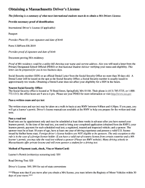 Fillable Online Obtaining a Massachusetts Drivers License Fax Email ...