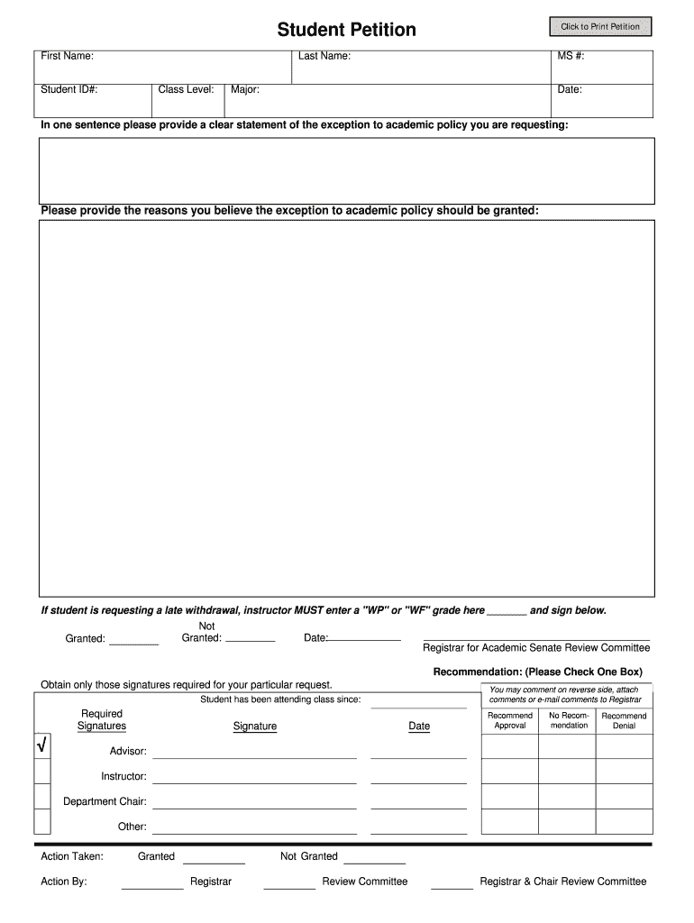 Student Petition: Fill out & sign online | DocHub