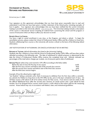 Fillable Online jessup SPS Statement of Rights, Refunds and ...