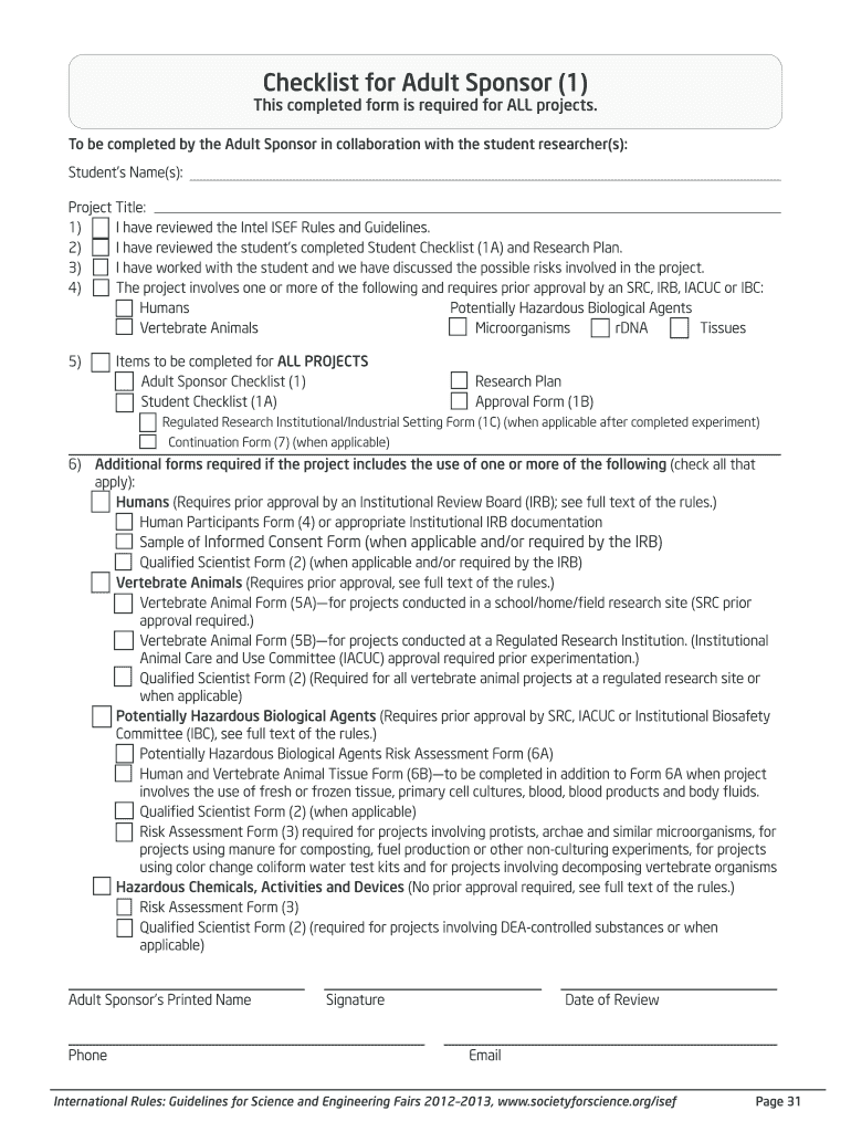 Fillable Online winona ISEF Required Forms - Winona State University ...