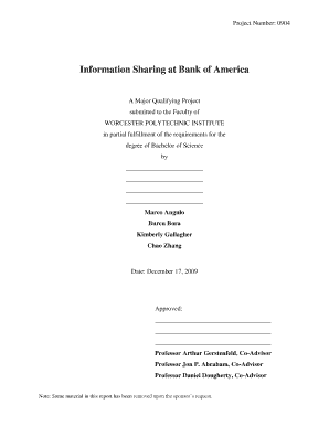 Fillable Online wpi Information Sharing at Bank of America - Worcester Polytechnic ... - wpi Fax ...