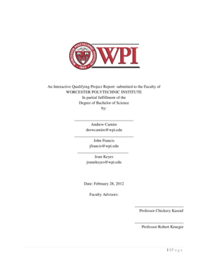 Fillable Online wpi Page An Interactive Qualifying Project Report - Worcester ... - wpi Fax ...