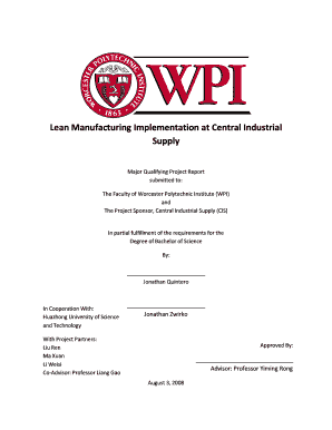 Fillable Online wpi Lean Manufacturing Implementation at Central Industrial Supply - wpi Fax ...