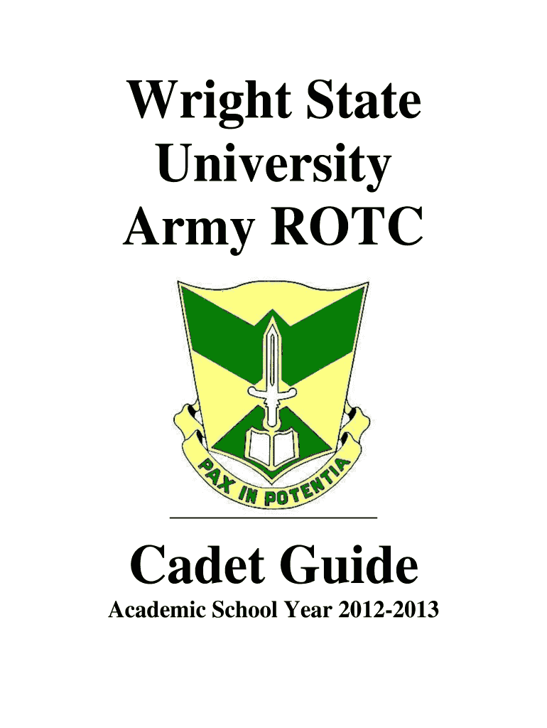 Fillable Online Wright State University Army ROTC Cadet Guide Academic ...