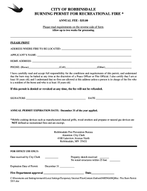 Robbinsdale Fire Permit - Fill and Sign Printable Template Online