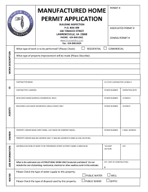 Fillable Online MANUFACTURED HOME PERMIT APPLICATION - Brunswick County Fax Email Print - pdfFiller