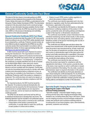 Fillable Online General Conformity Certificate Fact Sheet Fax Email ...