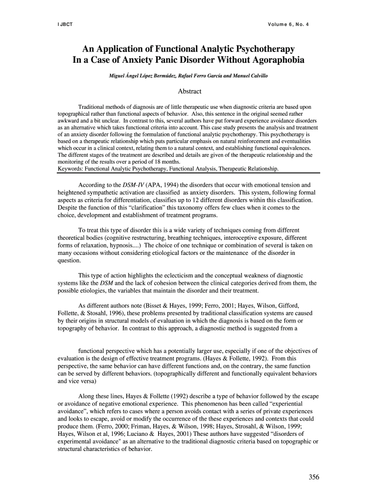 Fillable Online An Application of Functional Analytic Psychotherapy In ...