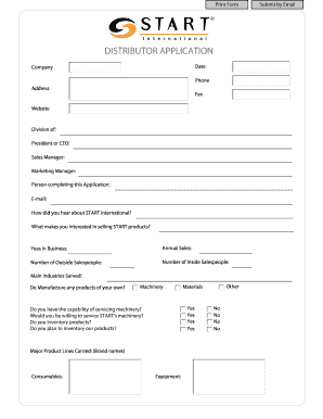 Fillable Online Distributor application - Electric Label Dispensers for ...