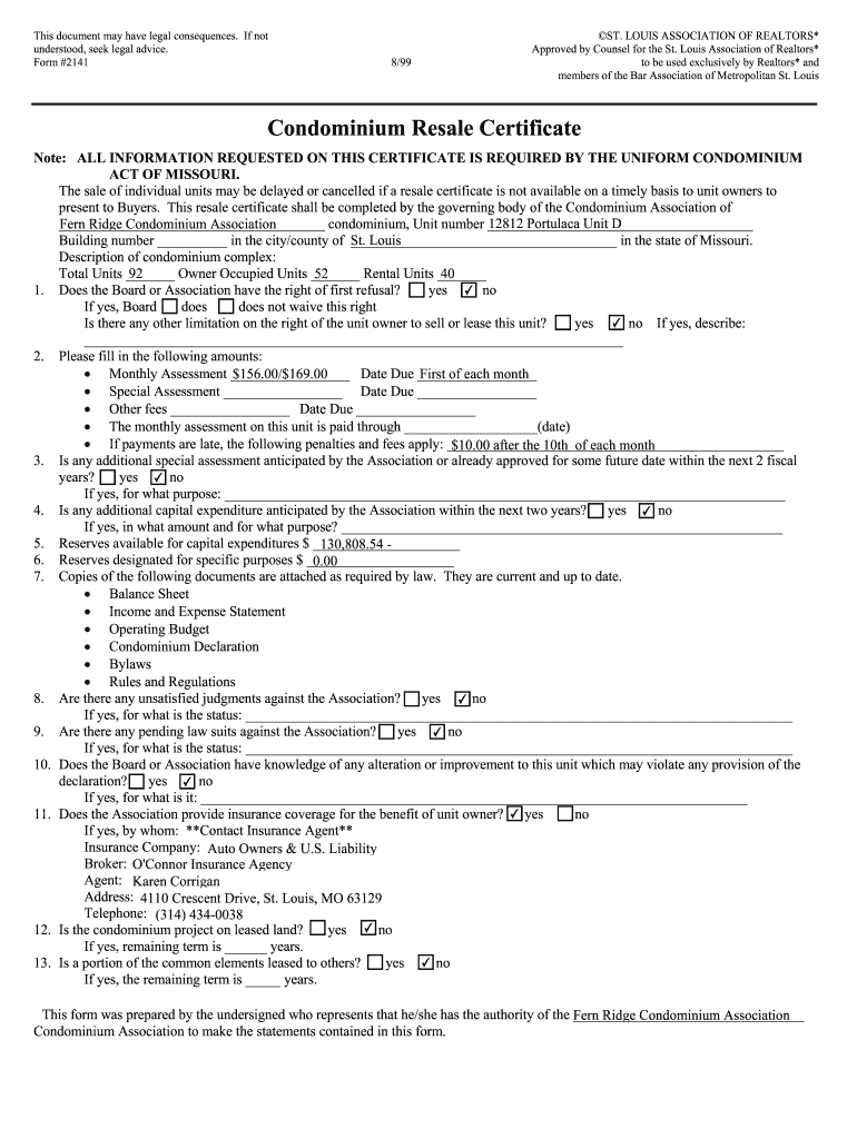 Condo Resale Certificate Missouri Fill Out Sign Online DocHub Condo Resale Certificate Missouri Fill Out Sign Online DocHub