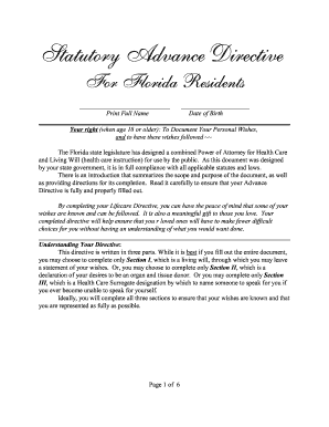 18 Printable advance directive form florida Templates - Fillable ...