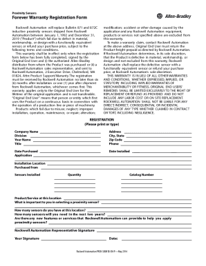 Warranty Registration Form Templates | pdfFiller