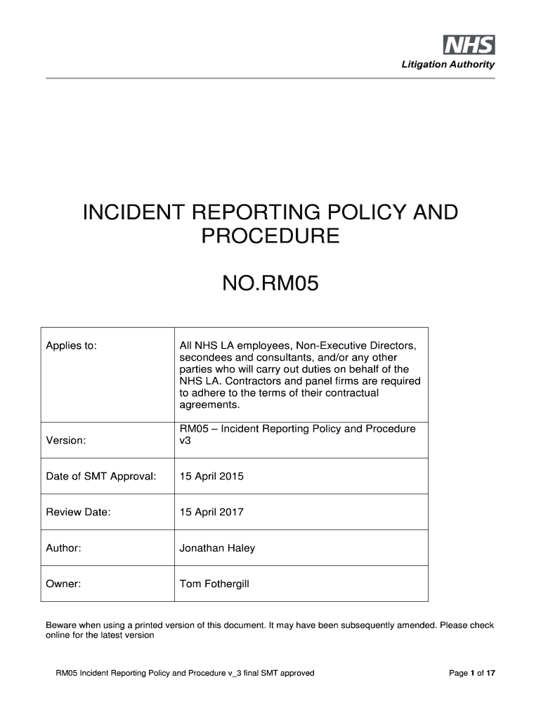 Fillable Online Incident Reporting Policy and Procedure Fax Email Print ...