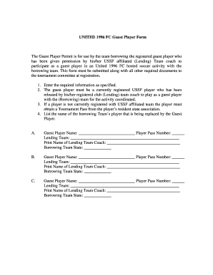 The Guest Player Permit Is For Use By The Team Borrowing The Registered ...