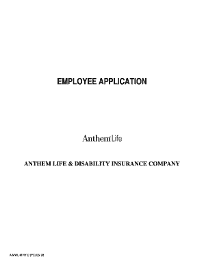 Fillable Online Employee application anthem life & disability ...