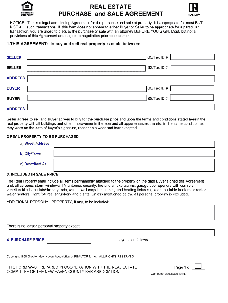 Fillable Online Residential Real Estate Purchase and Sale Agreement Fax ...