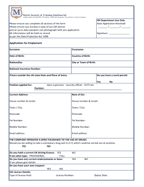 Fillable Online Application Form (emplyment) - Matrix STS Fax Email ...