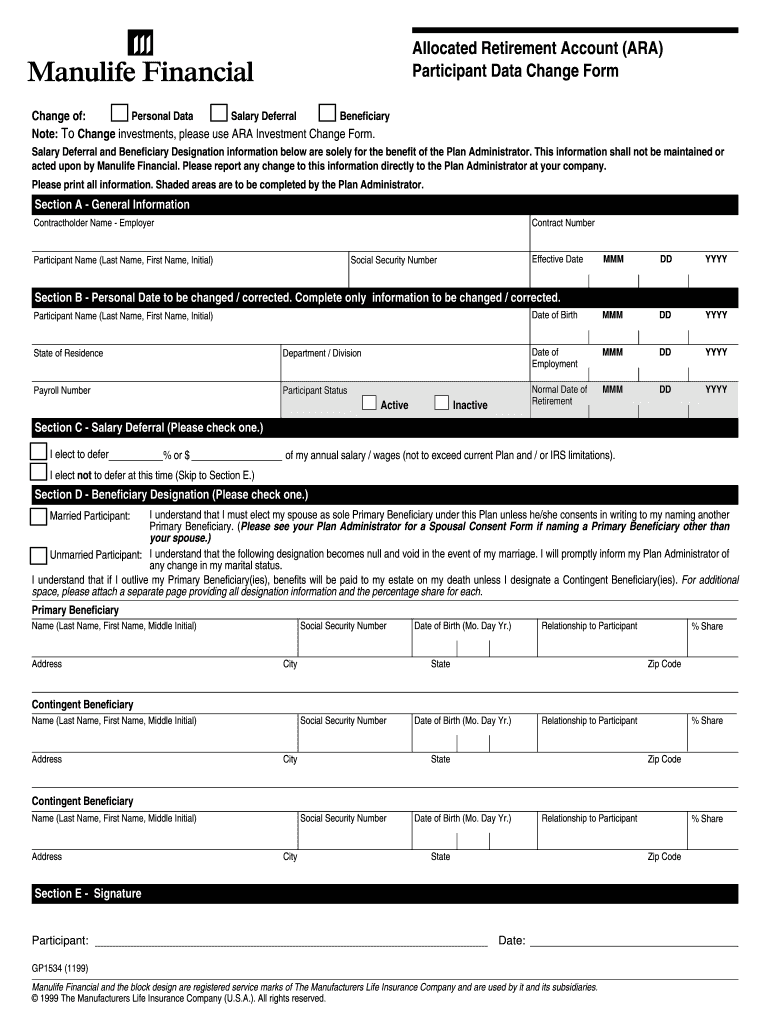Fillable Online Participant Data Change Form Fax Email Print - pdfFiller