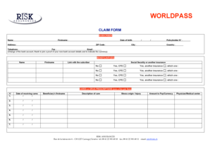Fillable Online risk Claim Form RISK WORLDPASS - Risk Assurances - risk ...