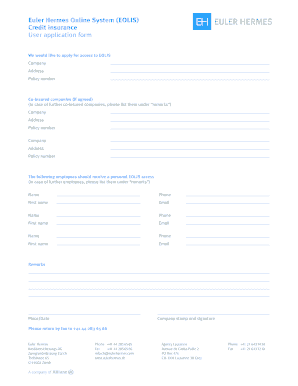 Fillable Online eulerhermes Euler Hermes Online System (EOLIS) Credit ...