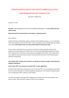 Fillable Online URGENT MEDICAL DEVICE FIELD SAFETY CORRECTIVE ACTION Fax Email Print - pdfFiller